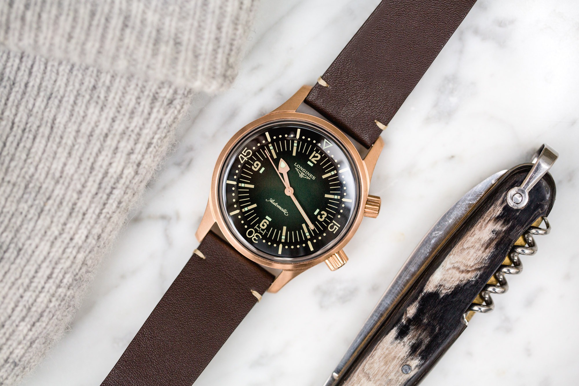 Longines Legend Diver Bronze : une montre de plongée aux reflets verts